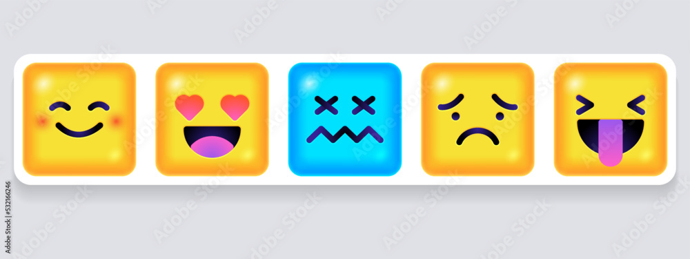 Stock-Vektorgrafik „Square Emoticons set. Yellow Emoji faces emoticon ...