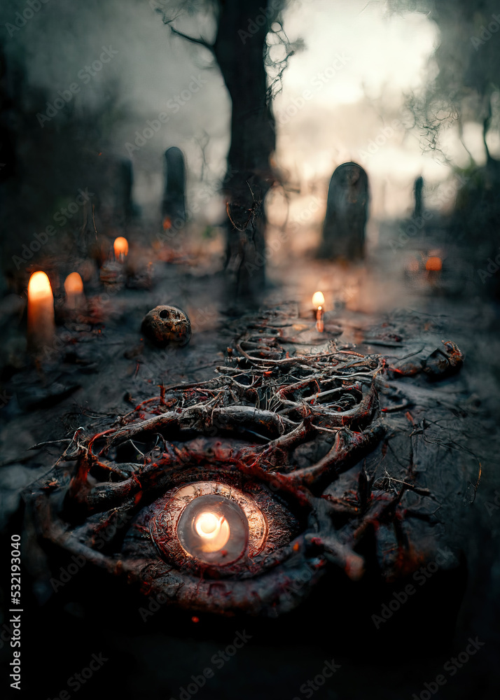 Ancient Ethnic Horror Symbols 3D illustration Printable Poster Stock ...