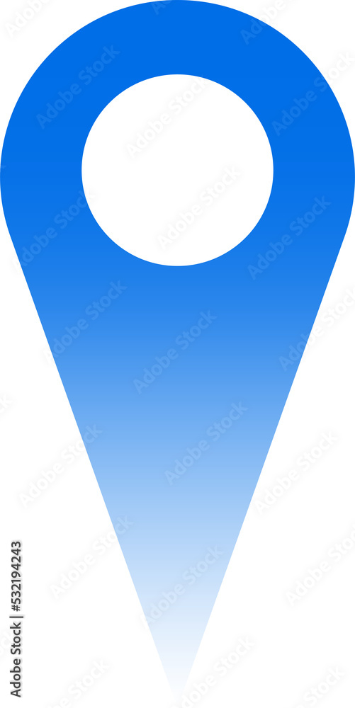 Blue gradient location pin icon. Map symbol, home sign. Flat design ...