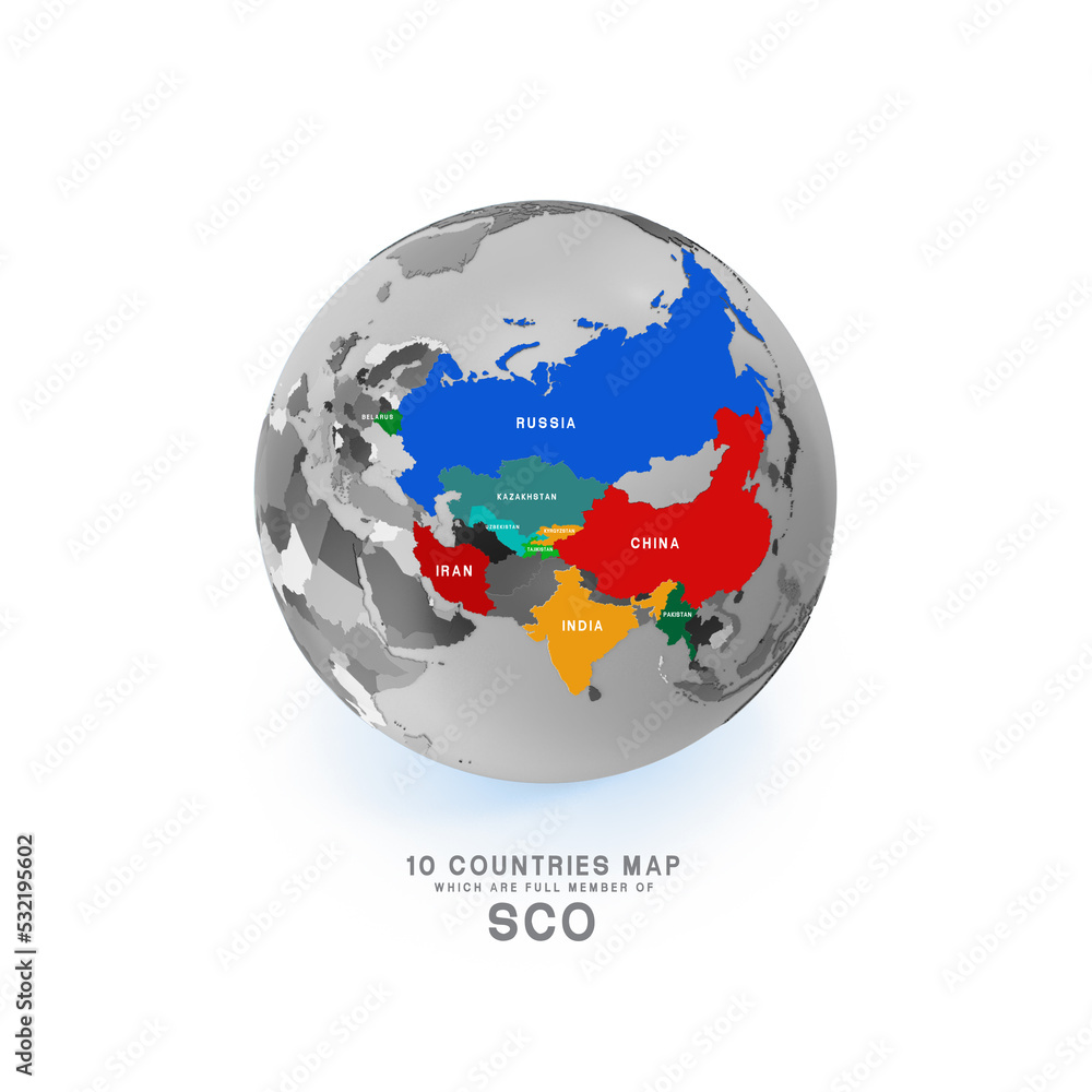 3D render earth of the name with MAP of TEN countries which are full ...