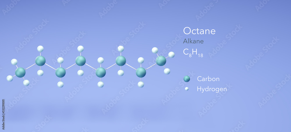 octane, molecular structures, alkane, 3d model, Structural Chemical ...