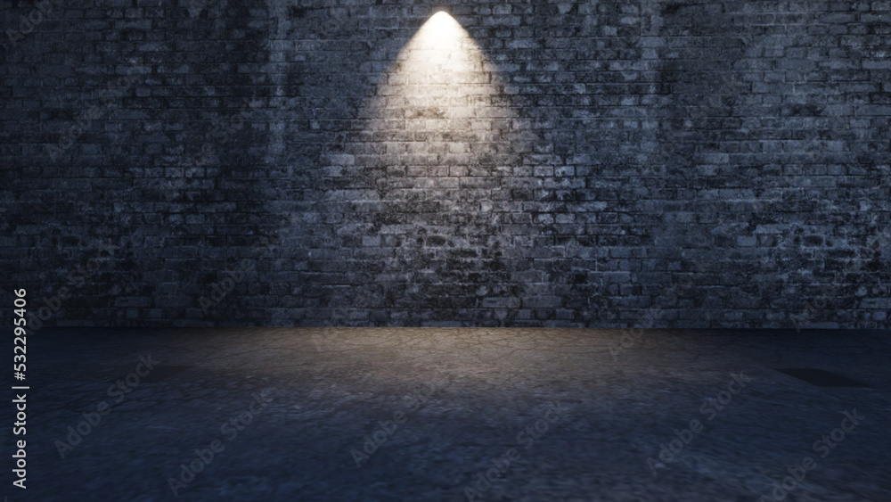 Empty display stage for product presentation with black wall background ...