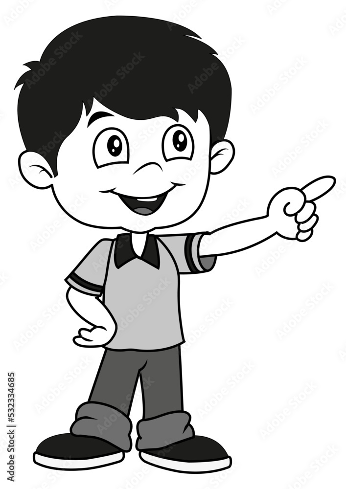 niño, enseña, dibujos animado, caricatura, chico, varon, persona Stock ...