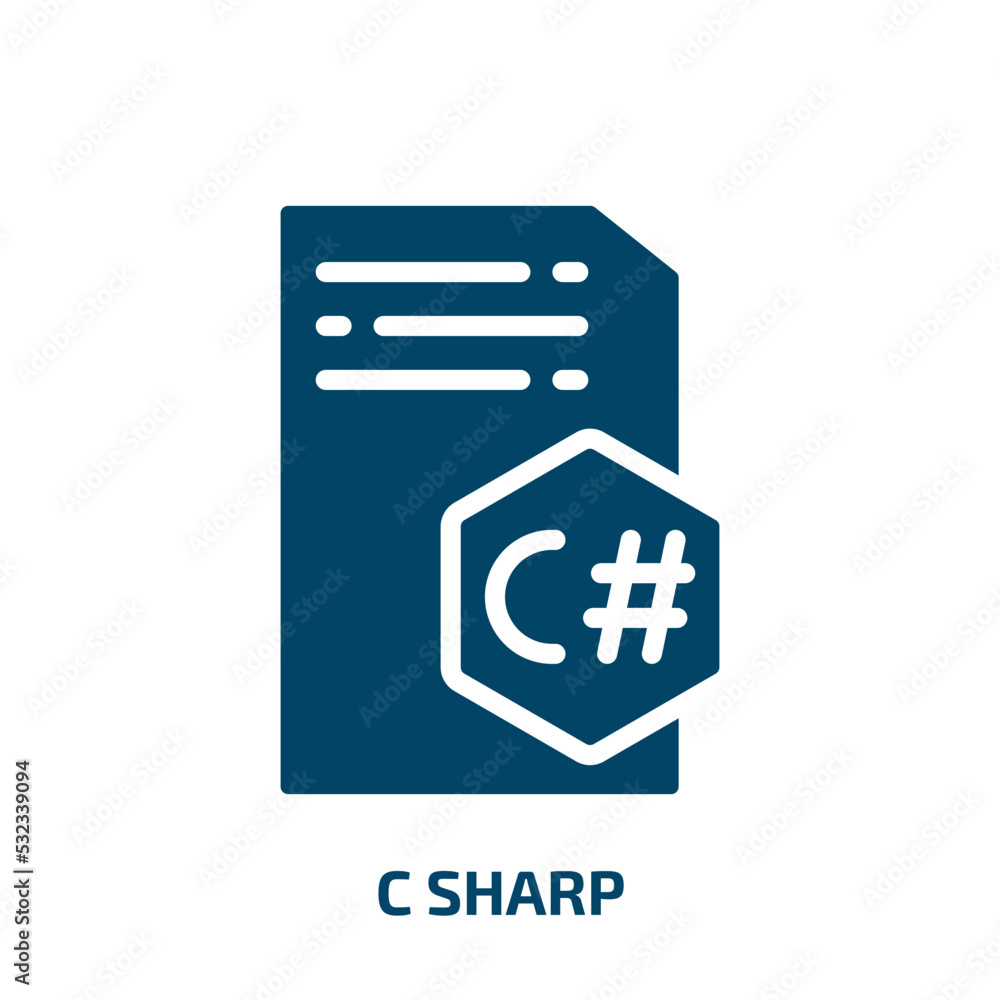 c sharp icon from programming collection. Filled c sharp, sharp, letter glyph icons isolated on ...