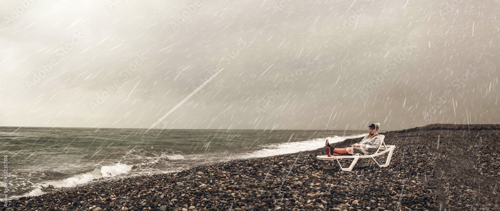 girl alone seashore rain. Depression.mental health,stress.Mental Health ...