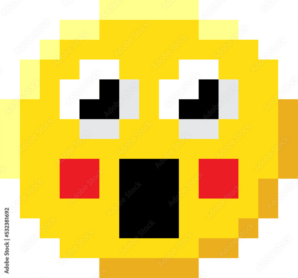 Emoticon Face Pixel Art 8 Bit Video Game Icon Stock Illustration ...
