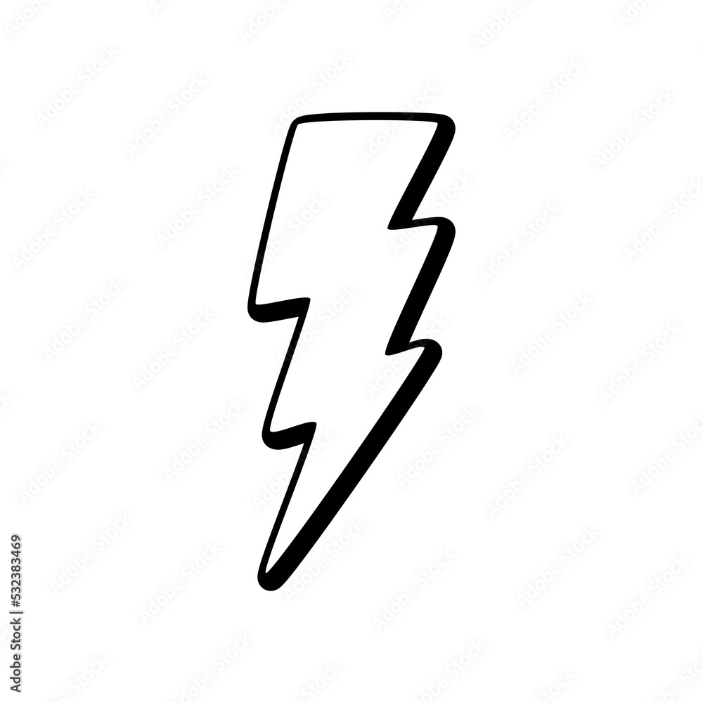 Cartoon drawing of lightning bolt with transparent background. Comic ...