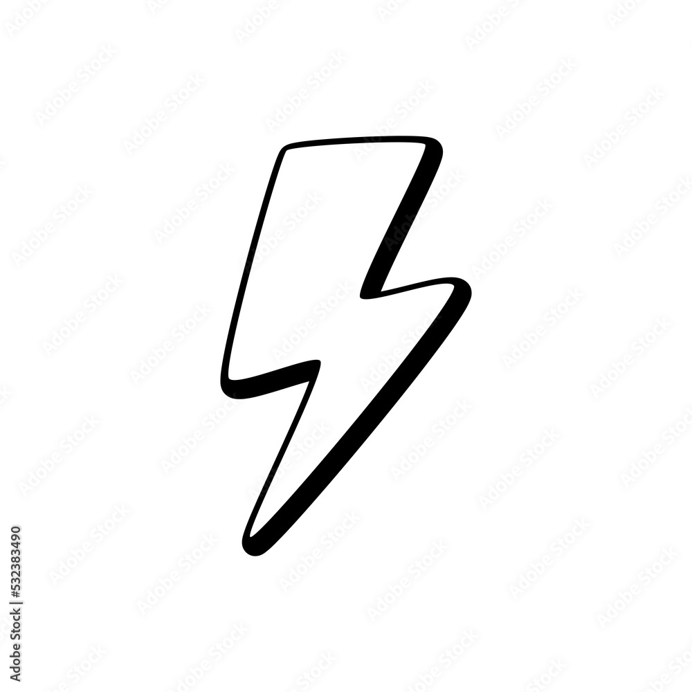 Cartoon drawing of lightning bolt with transparent background. Comic ...
