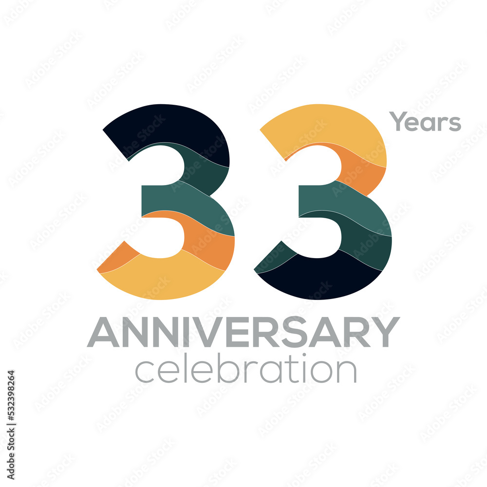 33rd Anniversary Logo Design, Number 33 Icon Vector Template.Minimalist ...