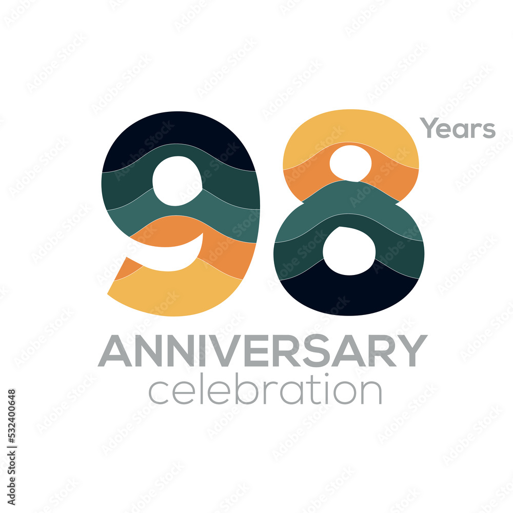 98th Anniversary Logo Design, Number 98 Icon Vector Template.Minimalist ...
