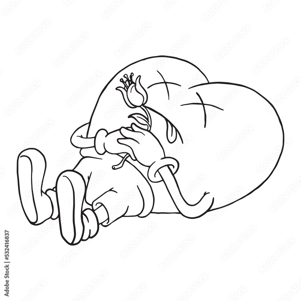 Coloring illustration of cartoon dead heart mascot Stock Vector | Adobe ...