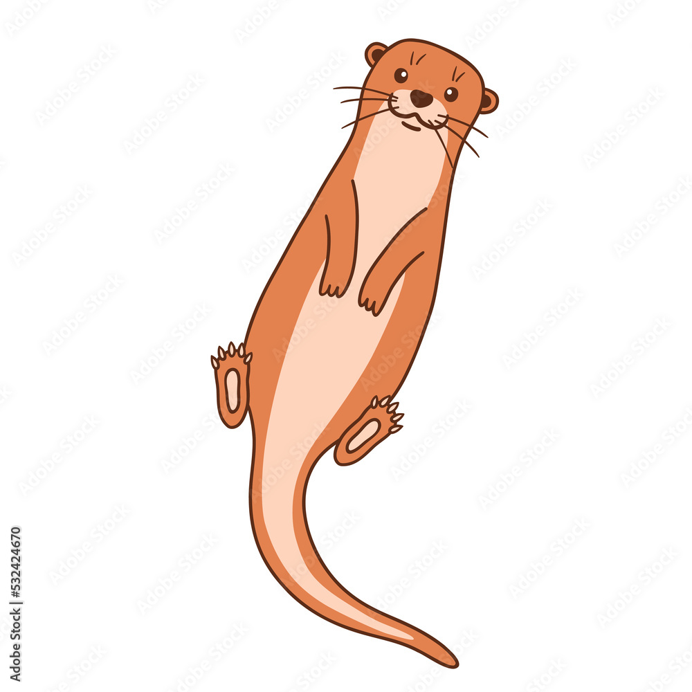 Cute otter. Vector flat cartoon illustration isolated on white ...
