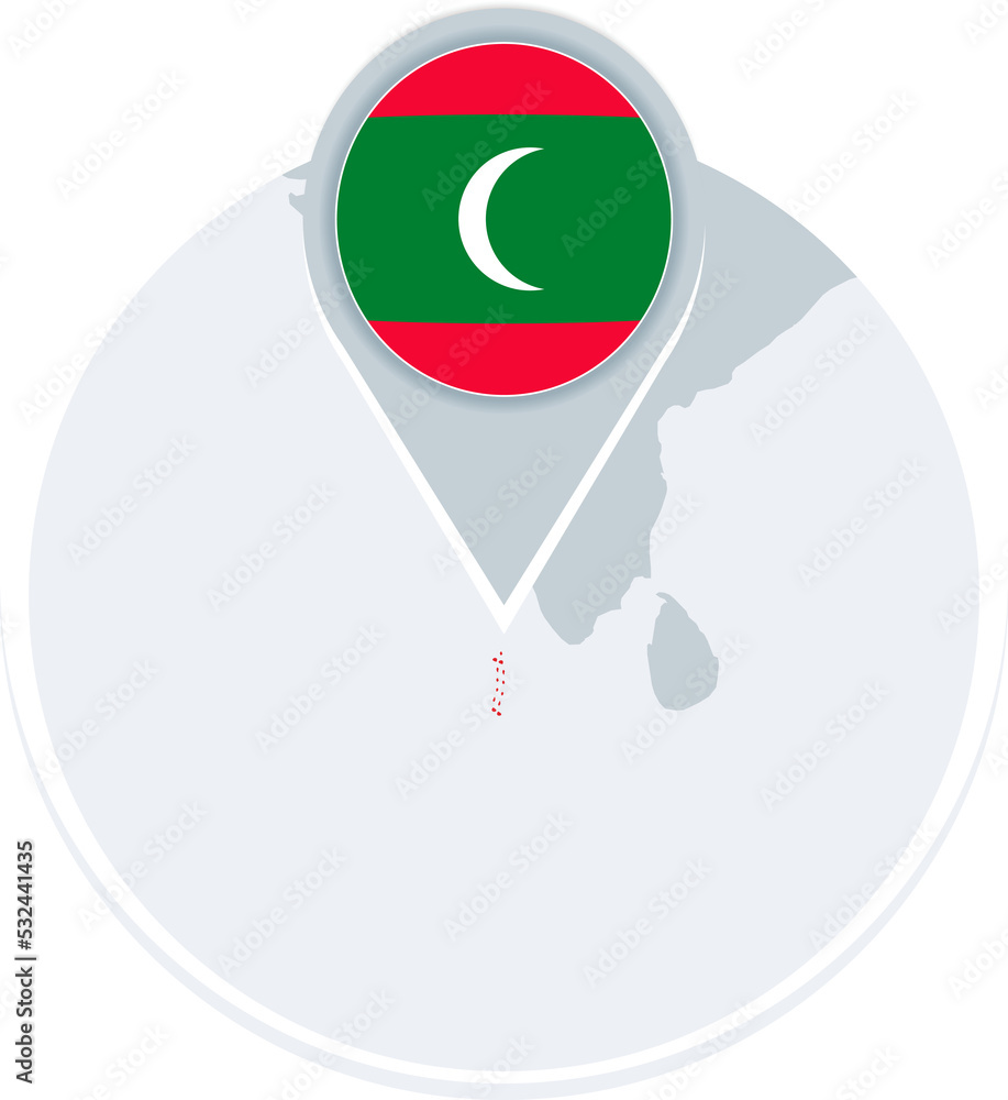 Maldives map and flag, map icon with highlighted Maldives Stock ...