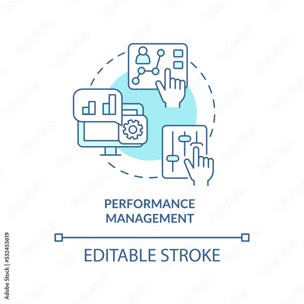 Performance management turquoise concept icon. Work productivity ...