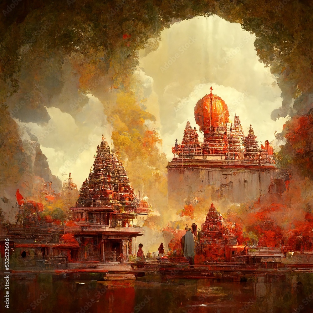 Hinduism inspired concept art. Hindu religious painting. Gods ...