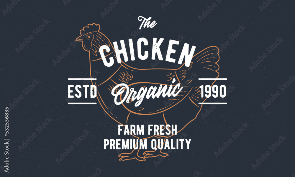 Chicken logo. Butcher, barbecue, restaurant poster. Chicken trendy logo ...