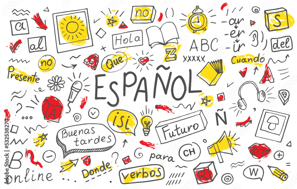 Vector de Stock Español. Interpreter language online. Spanish language ...