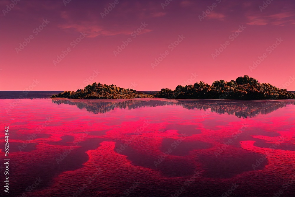 An Illustration of Lake Hillier in Australia, High Salinity Water ...