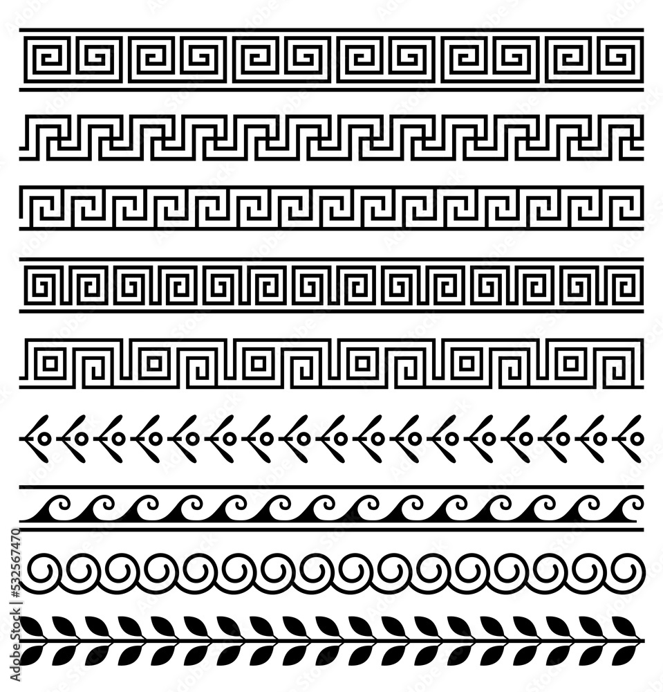Greek roman pattern border decorative ornament. Ancient greek meander ...