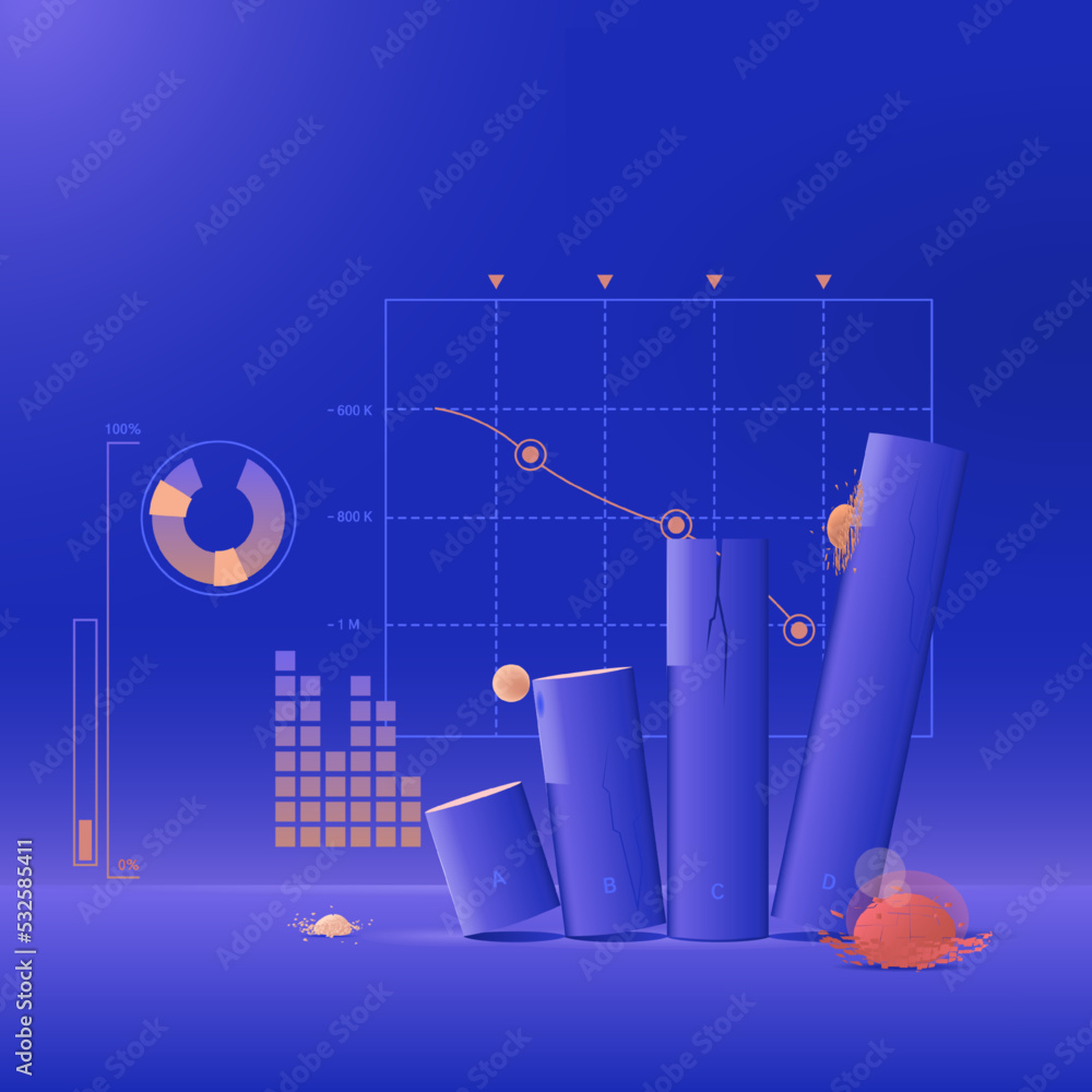 Business, infographics, dashboard, banner, 3D, financial collapse ...