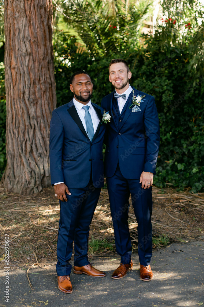 Portrait of a Groom on his Wedding Day with His Best Friend Stock Photo ...