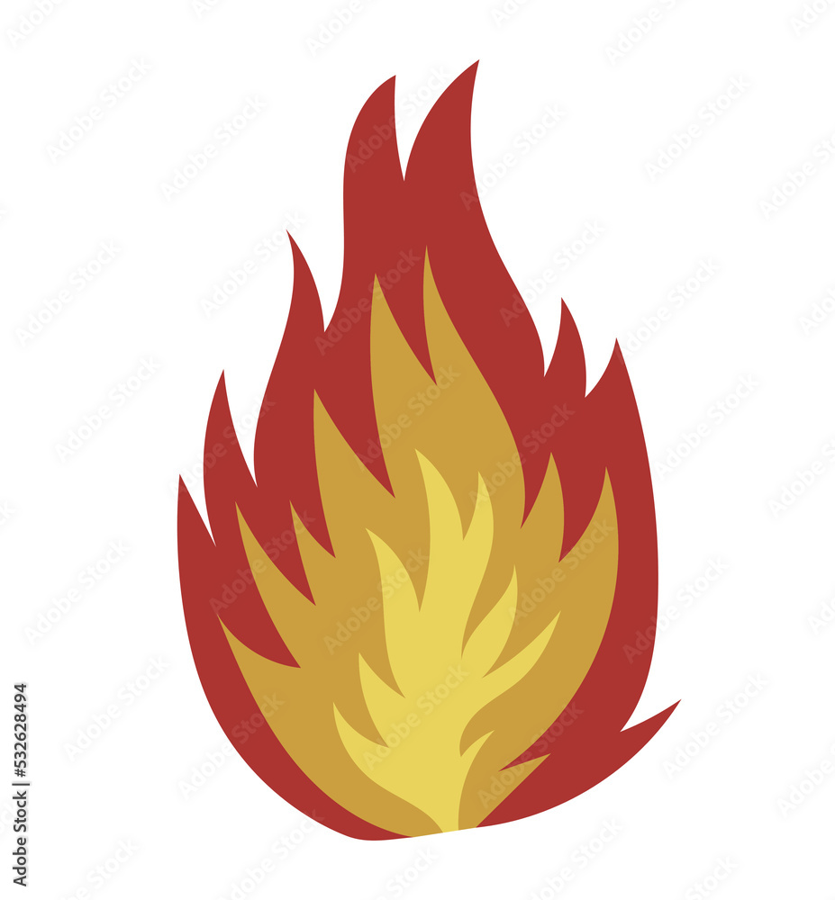 Fire flames, bright fireball, cartoon campfire heat isolated icons set ...