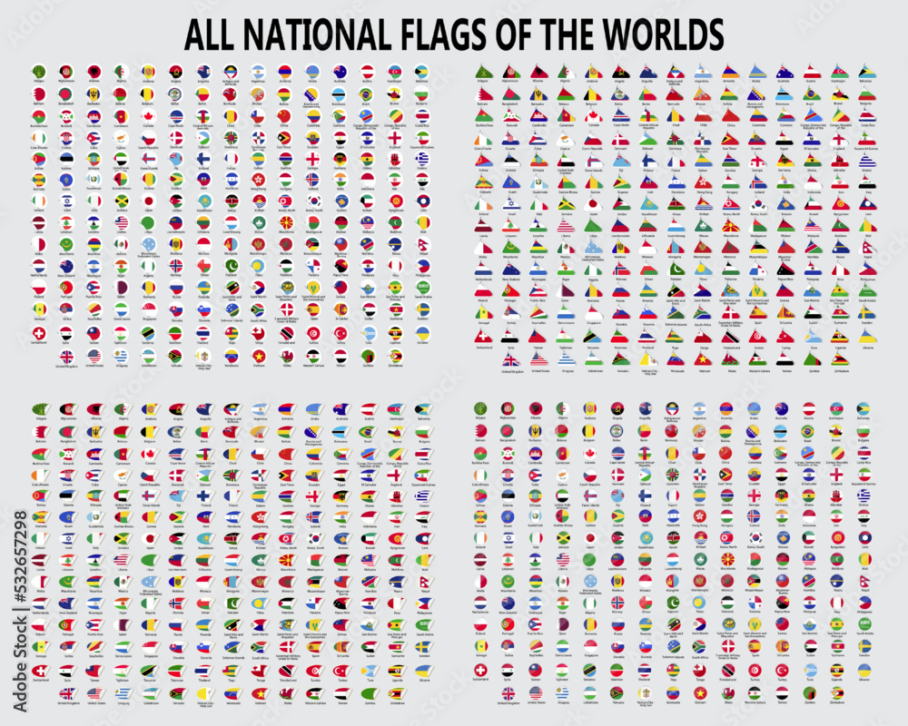 Stock-Vektorgrafik „All national flags of the worlds.Different Styles ...