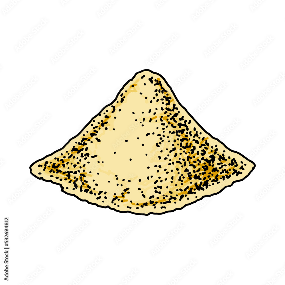 Hand drawn powder handful. Vector illustration in colored sketch style ...