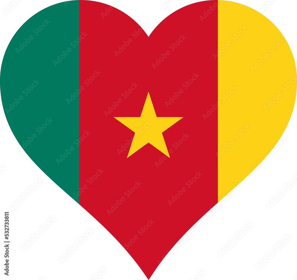 Cameroon Heart Flag. Transparent PNG flattened JPEG JPG. Cameroonian ...