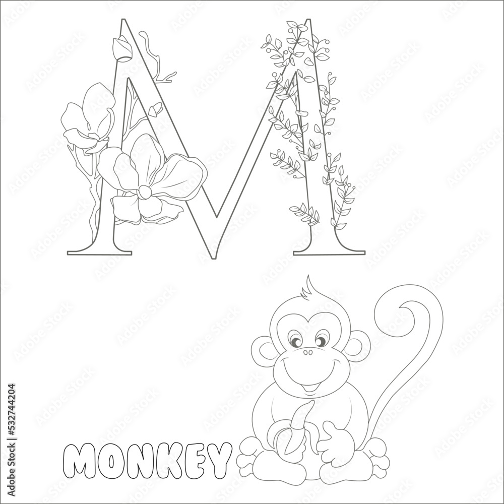 funny ABC coloring page for kids Stock Vector | Adobe Stock