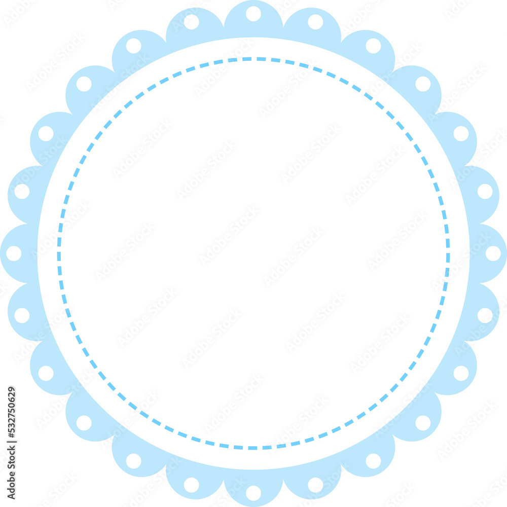 blue round fram,white banner with lace border on transparent background ...
