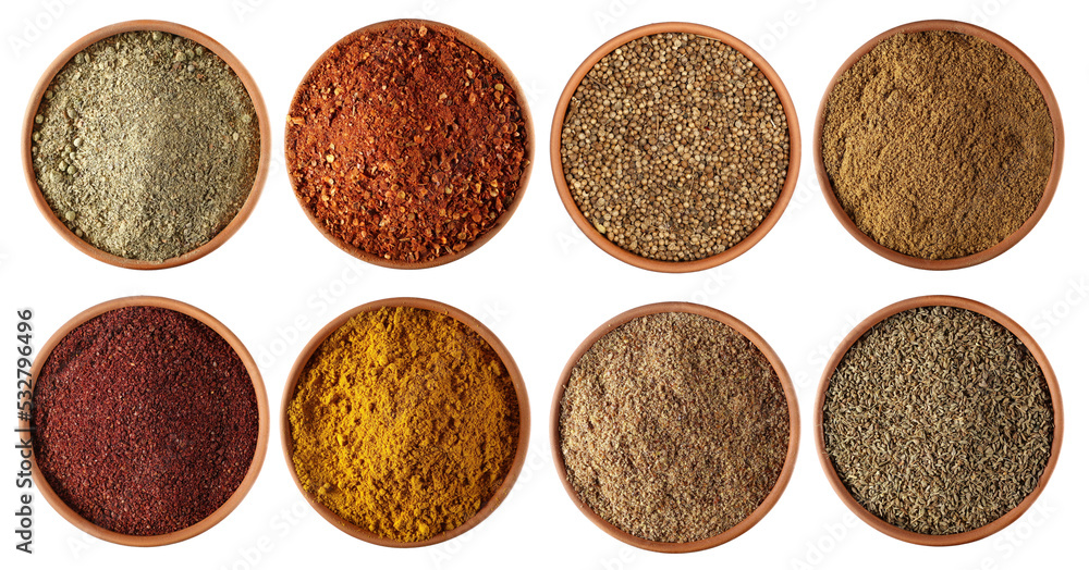 Set mix seasoning, spicy chili pepper flakes, coriander seeds, Tikka ...