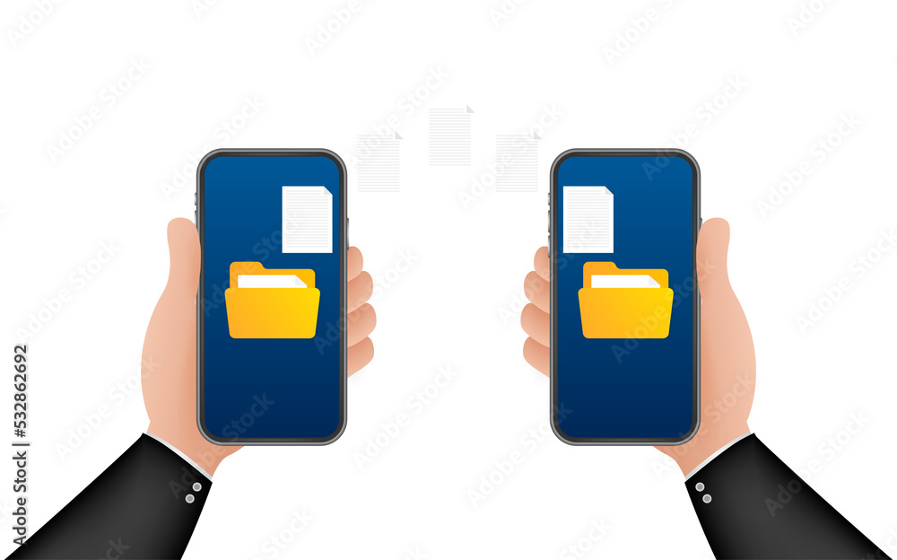 Data image file transfer between device smartphone. File transfer copy files data sheet exchange ...