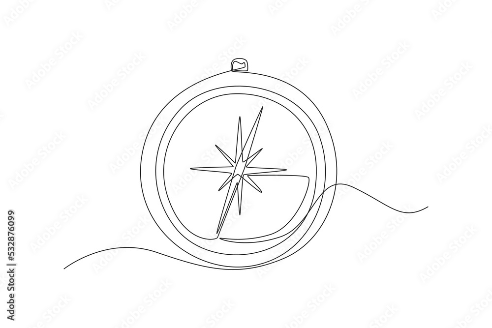 Single one line drawing compass for locating direction. Shipment and ...