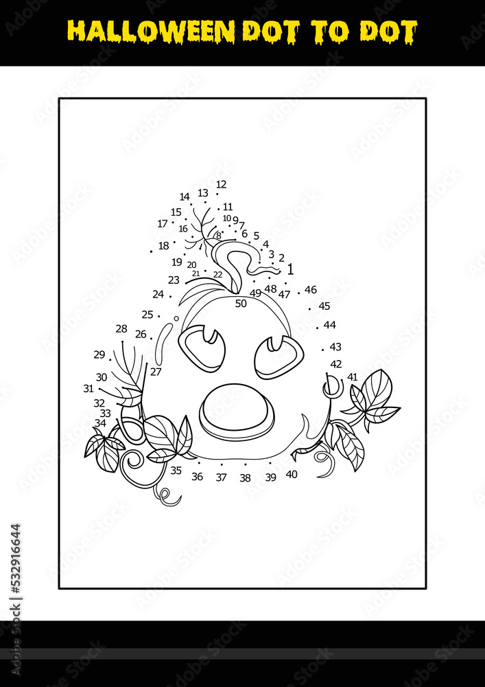 Halloween dot to dot coloring page for kids. Line art coloring page ...