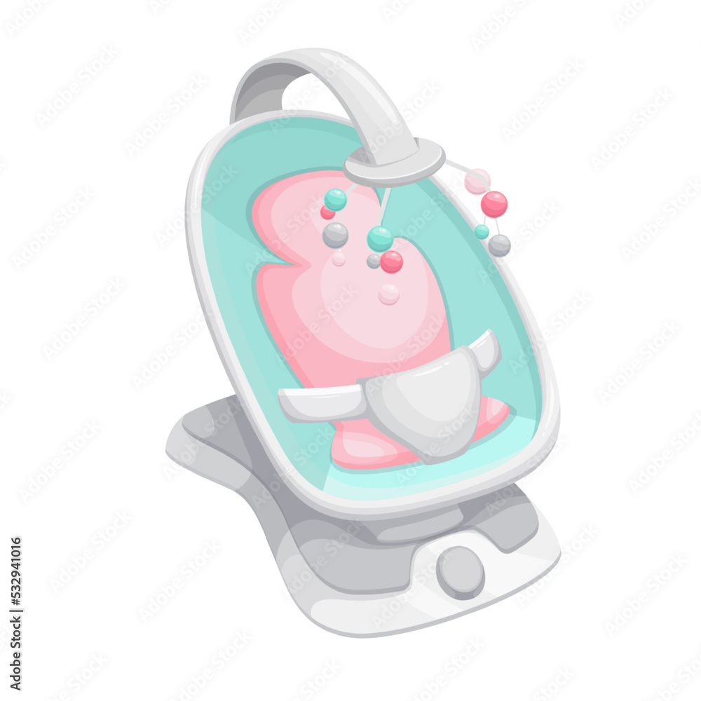 Baby crib, bedroom furniture vector illustration. Cartoon isolated cute ...