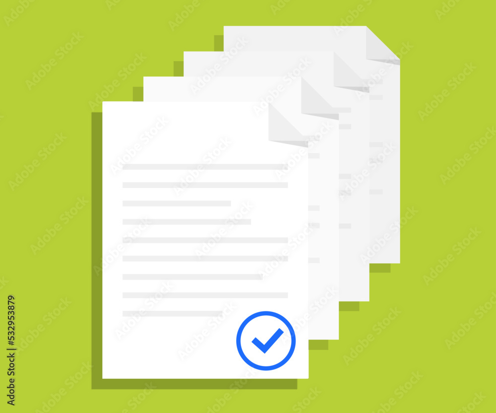 Document vector illustration. Contract paper. Confirmed or approved ...