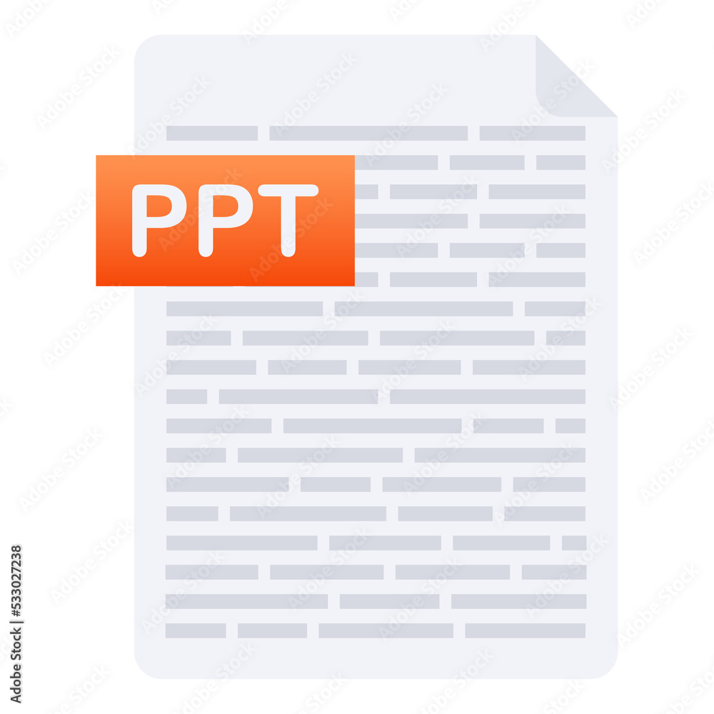 Download PPT button. Downloading document concept. File with PPT label ...