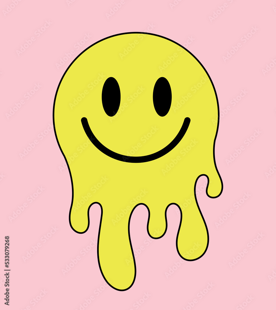 Psychedelic smile icon. Emotions, feelings, reaction, emoticon and ...