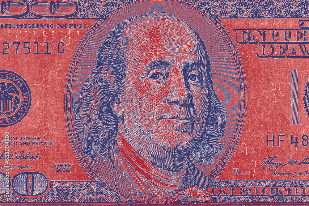 Contemporary artwork background with colored banknote. Digital texture ...