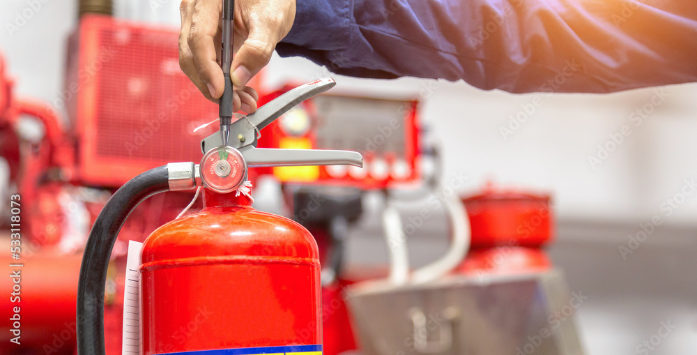 Engineer checking Industrial fire control system,Fire Alarm controller ...