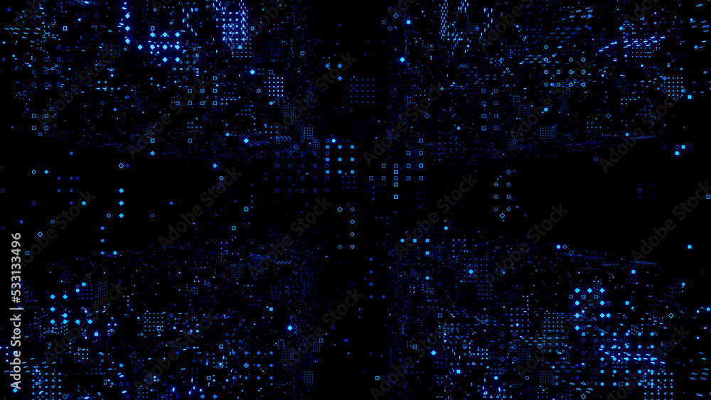 Abstract Blue lights glowing symbols Effect.Futuristic big data ...