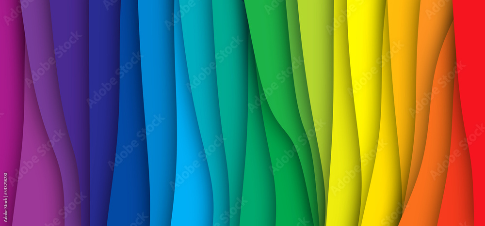 CMYK or RGB color wheel wave. Rainbow stripes background cyan, magenta ...