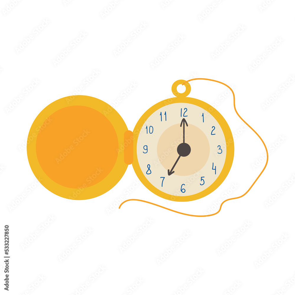 Vintage pocket watch cartoon on white background. Vector illustration ...