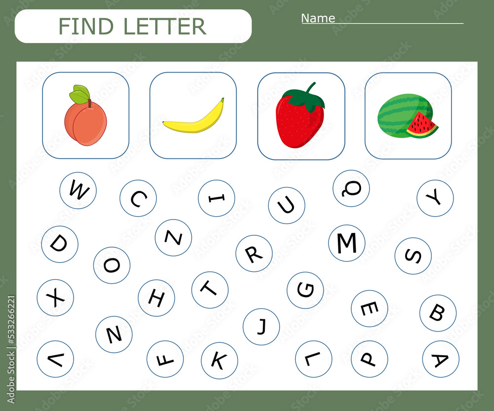 Find the first letter and match with the picture, a game for kids to ...