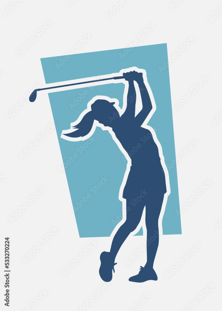 Female golf player silhouette icon, symbol sign vector illustration ...