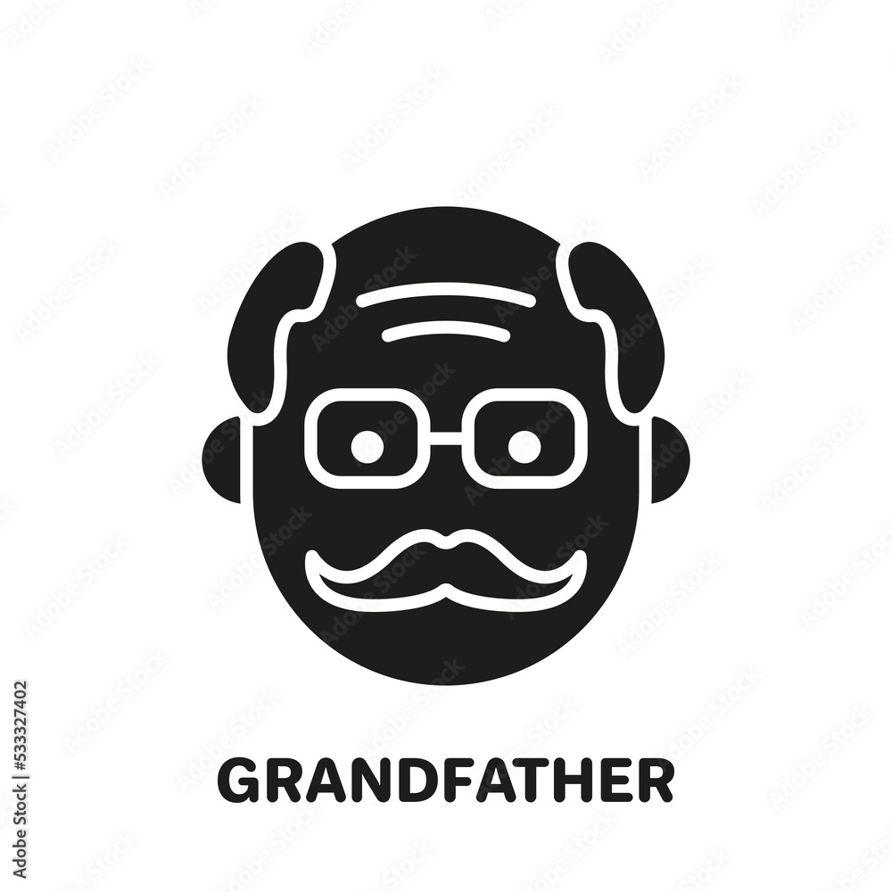 Happy Grandpa Face Silhouette Icon. Old Senior Person Pictogram. Old ...
