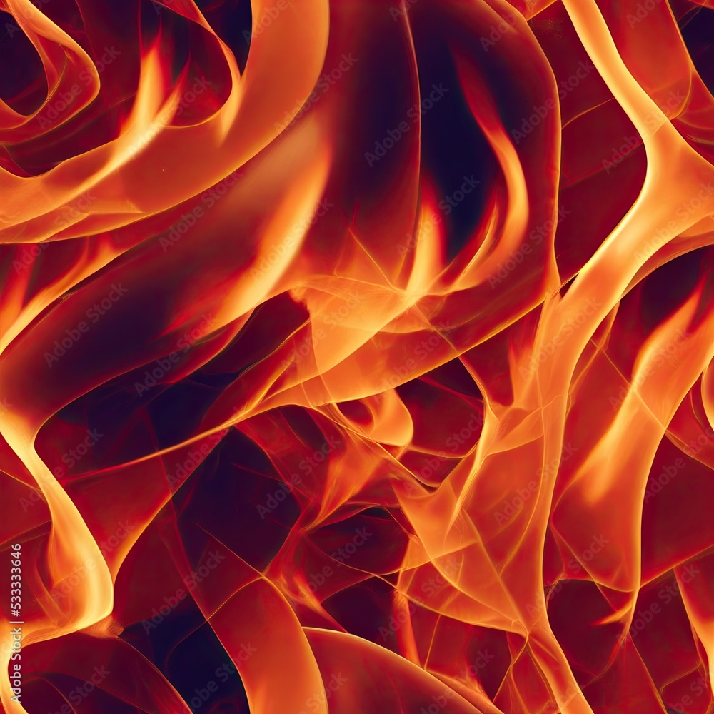 Flames of fire texture background and tile template. Close-up of fire ...