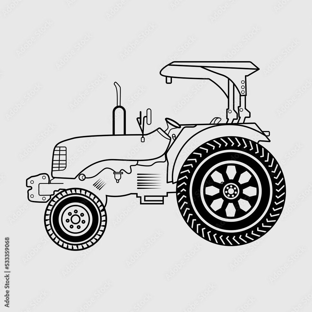 Vector de Stock Tractor Outline SVG Cut File, Farm Tractor Svg, Farming ...