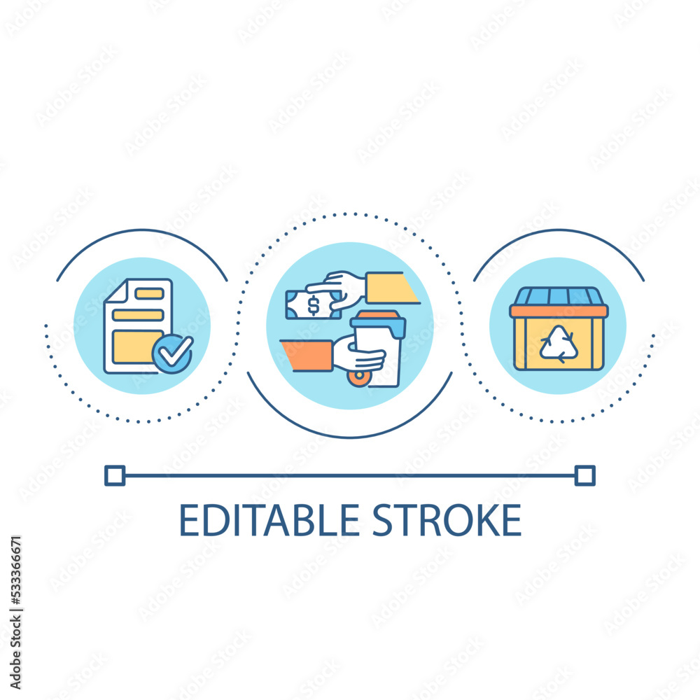 Waste management company loop concept icon. Payable service. Garbage ...